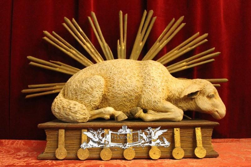 1 baroque Apocalyptic Lamb - Religious Church Statues III - Fluminalis