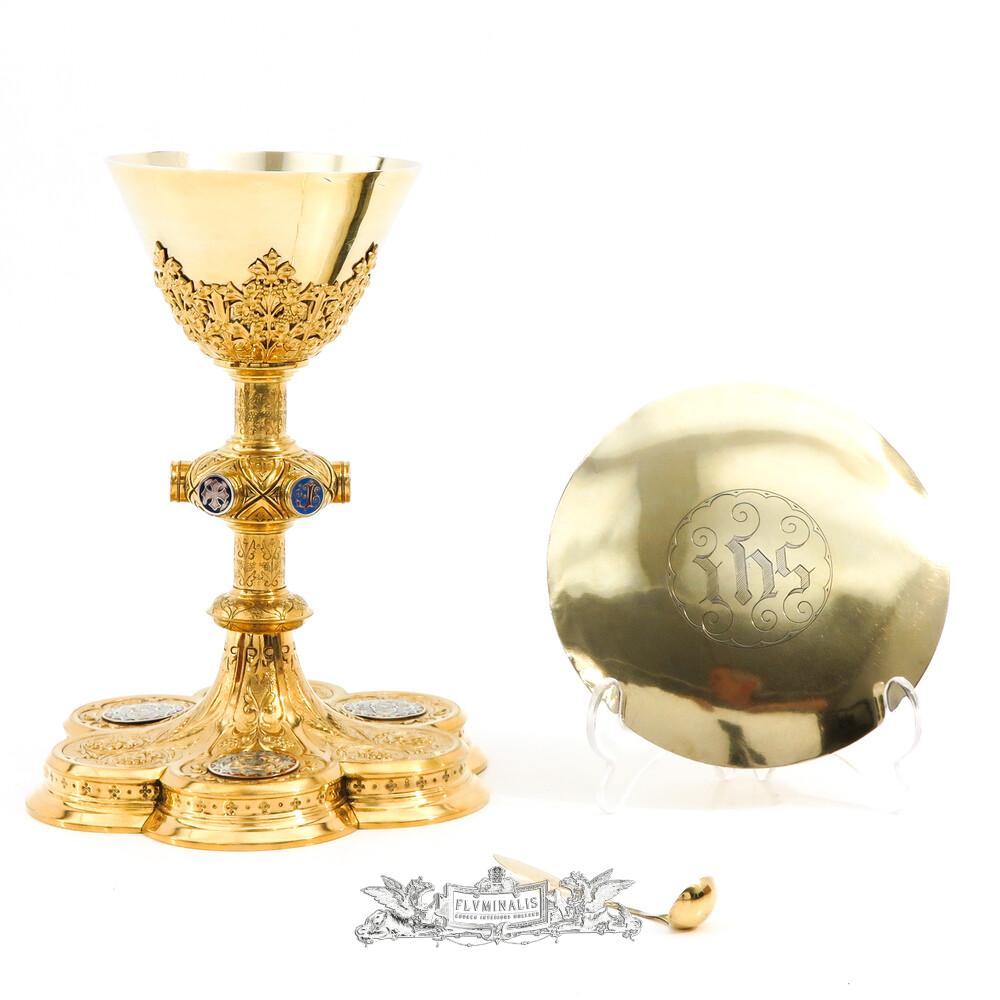 1 Gothic - Style Chalice With Original Paten Spoon And Case - Chalices ...
