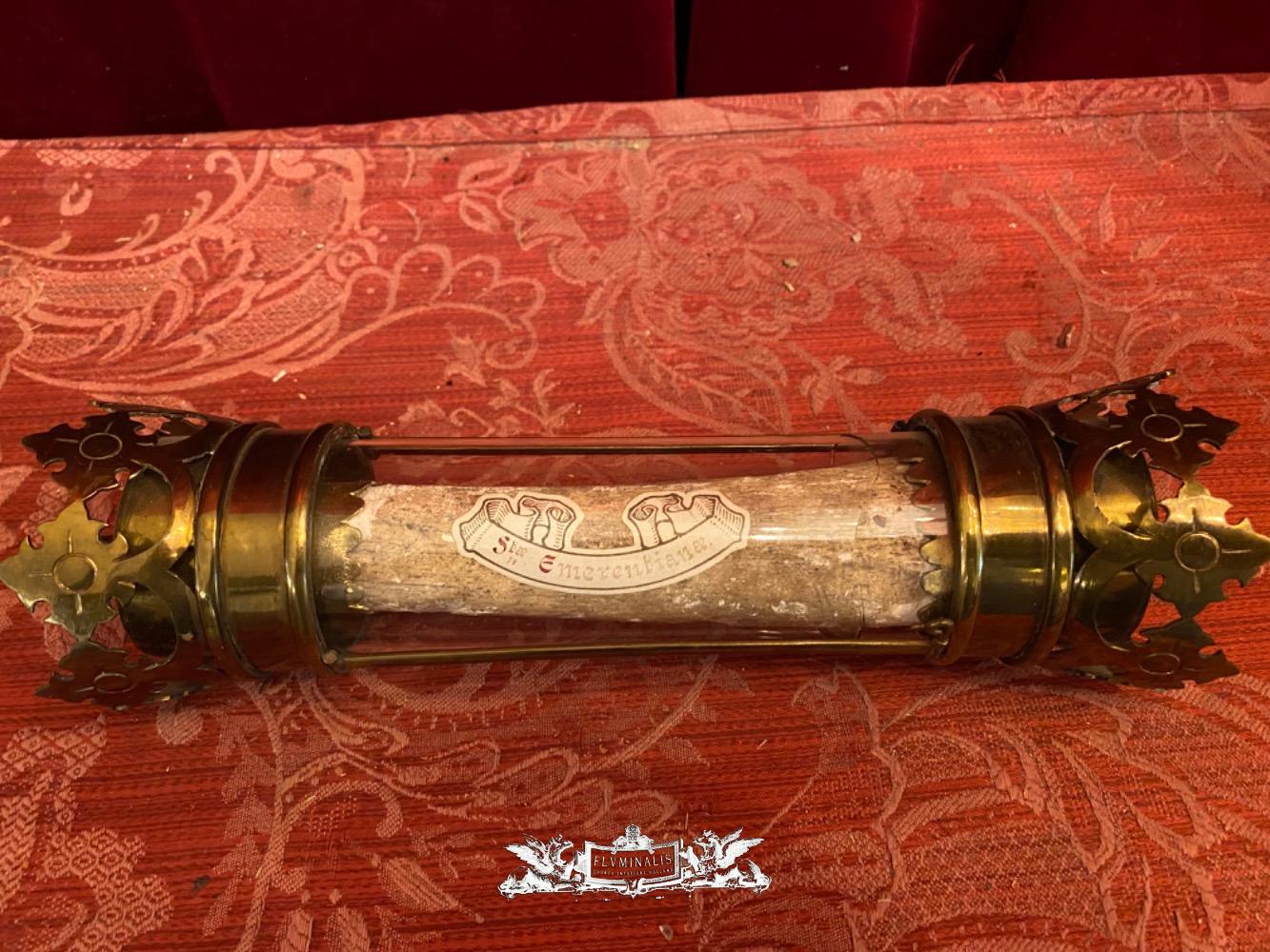 1 Gothic - style Classicistic Cylinder Reliquary - Relic Ex Ossibus St ...