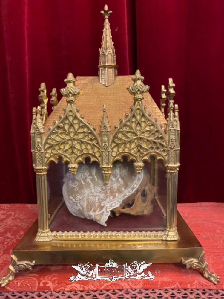 1 Gothic - style Reliquary - Relic Caput ( Skull ) St. Ar.....Drine V.M ...