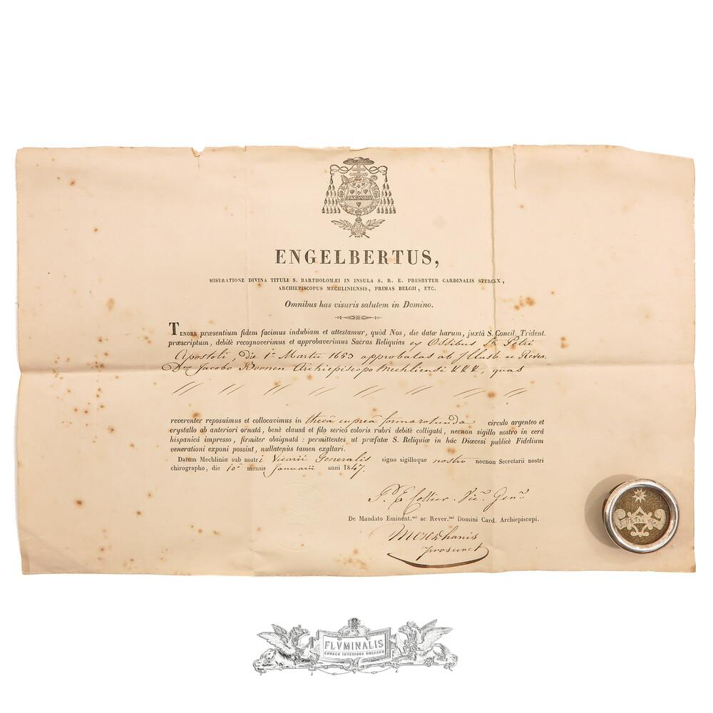 1 Reliquary - Relic Ex Ossibus St. Peter Apostle With Original Document ...