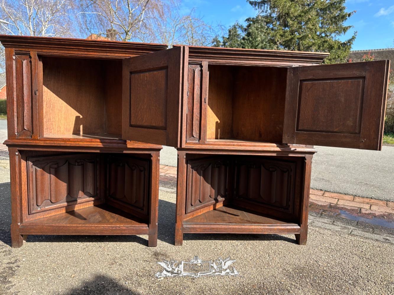 Pair Gothic - Style Corner Cabinets - Tables & Seats & Cabinets ...