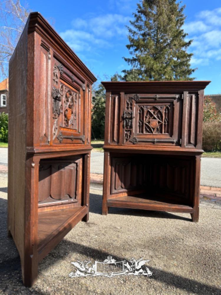 Pair Gothic - Style Corner Cabinets - Tables & Seats & Cabinets ...
