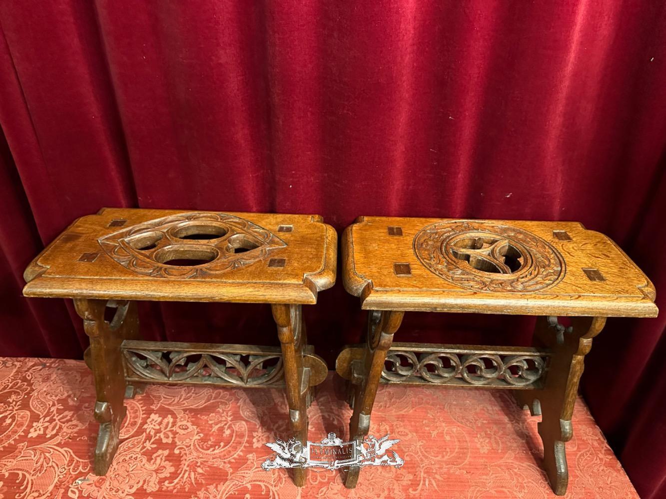 Pair Gothic - Style Stools - New Arrivals 2023 - Fluminalis